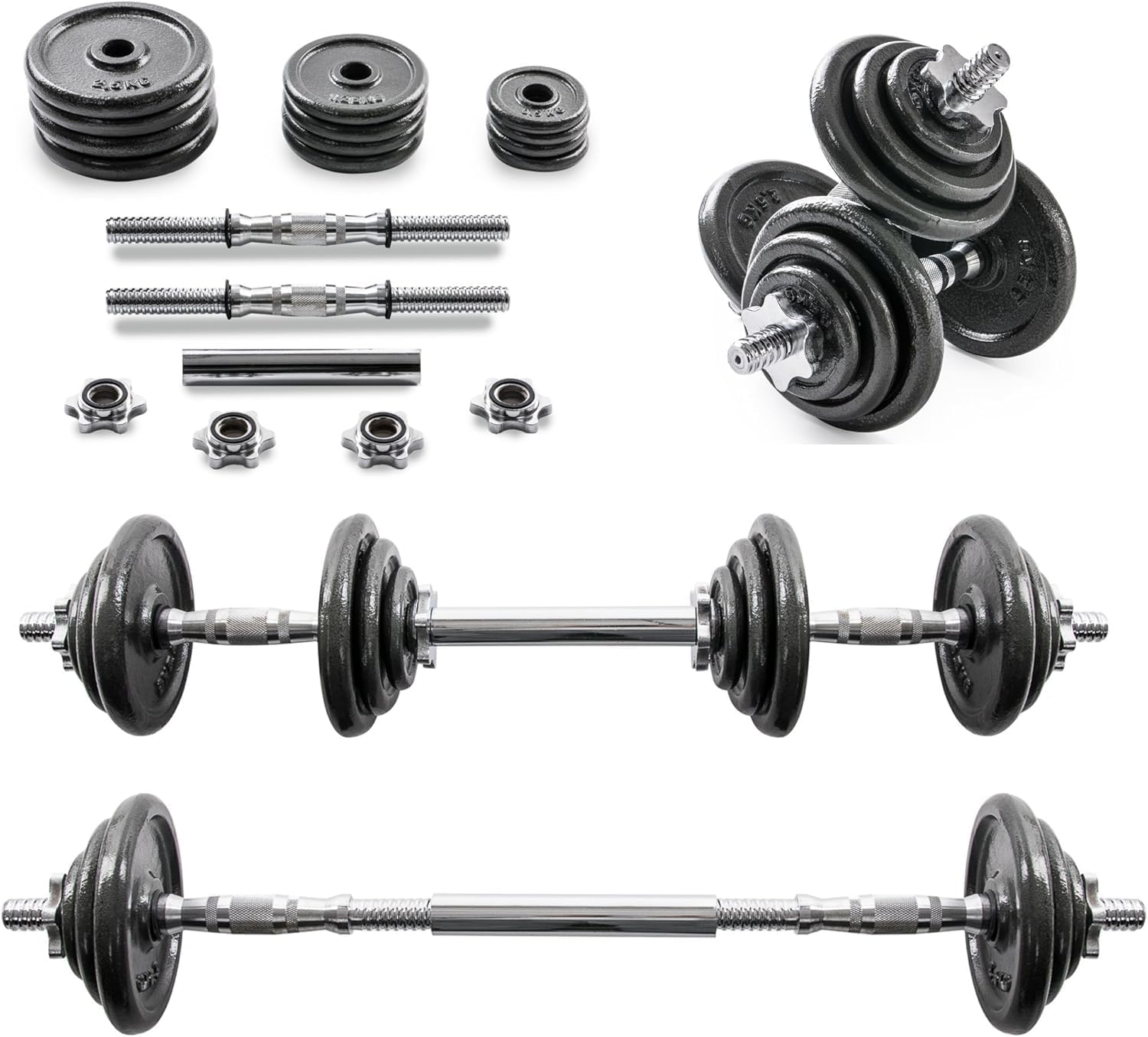 Fitness World Cast Iron Dumbbell Set by - 20kg black FT-210 : Buy ...
