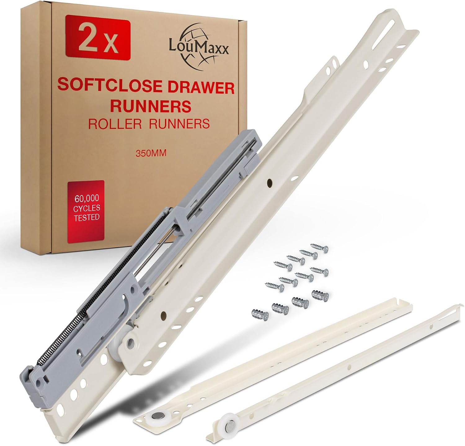 LouMaxx Drawer Runners 350 mm Self-Closing with Damper – Set of 2 (1 ...