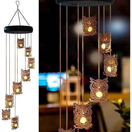 Amazon.com : Solar Owl Wind Chimes Outdoor,Solar Owl Wind Chimes for ...