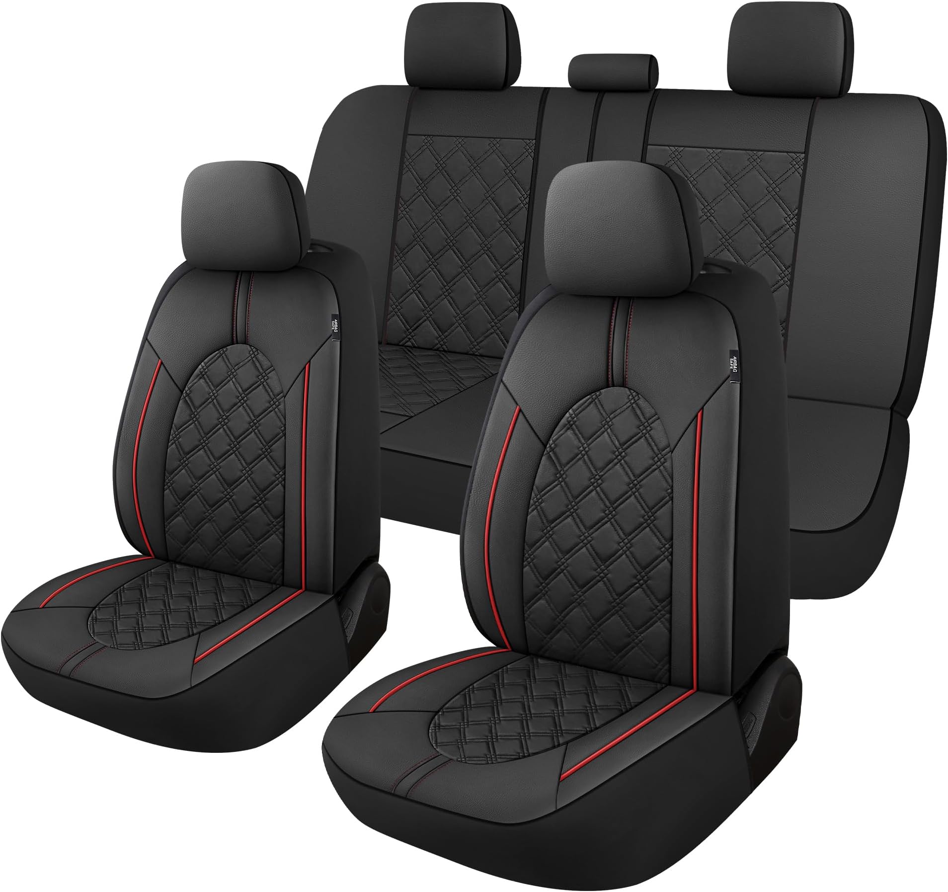 CAROMOP Luxury Leather Car Seat Covers Full Set-Waterproof Seat ...