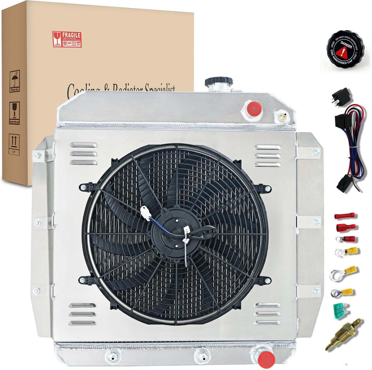 Amazon.com: EGNCOOLER Aluminum 4 Row Core Aluminum Radiator For 1955 ...