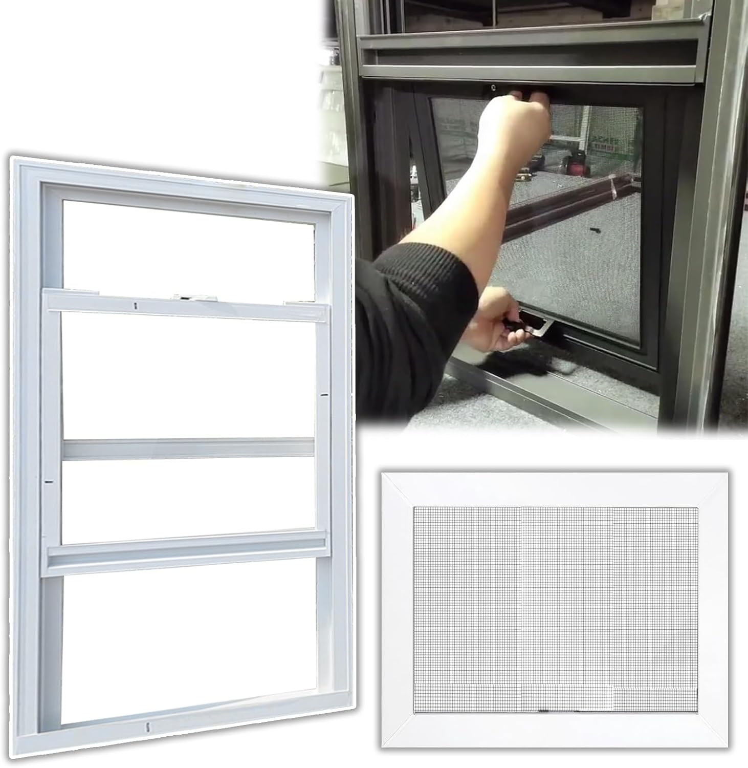 16x24in / 41x61cm Large Vertical Sliding Window White, Aluminum Clear ...