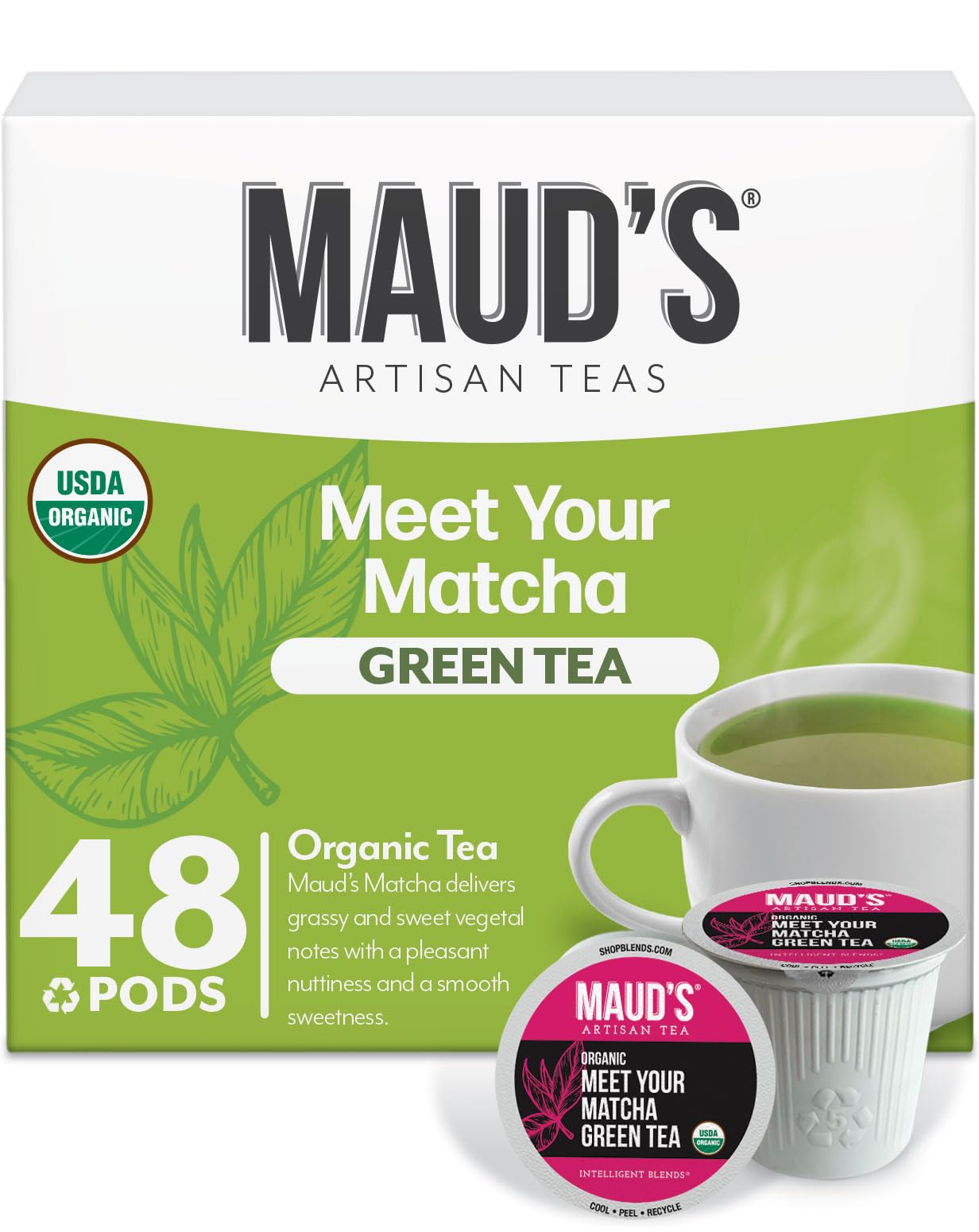 Maudsorganic Matcha Green Tea Pods 48 Ct Recyclable Single Serve ...