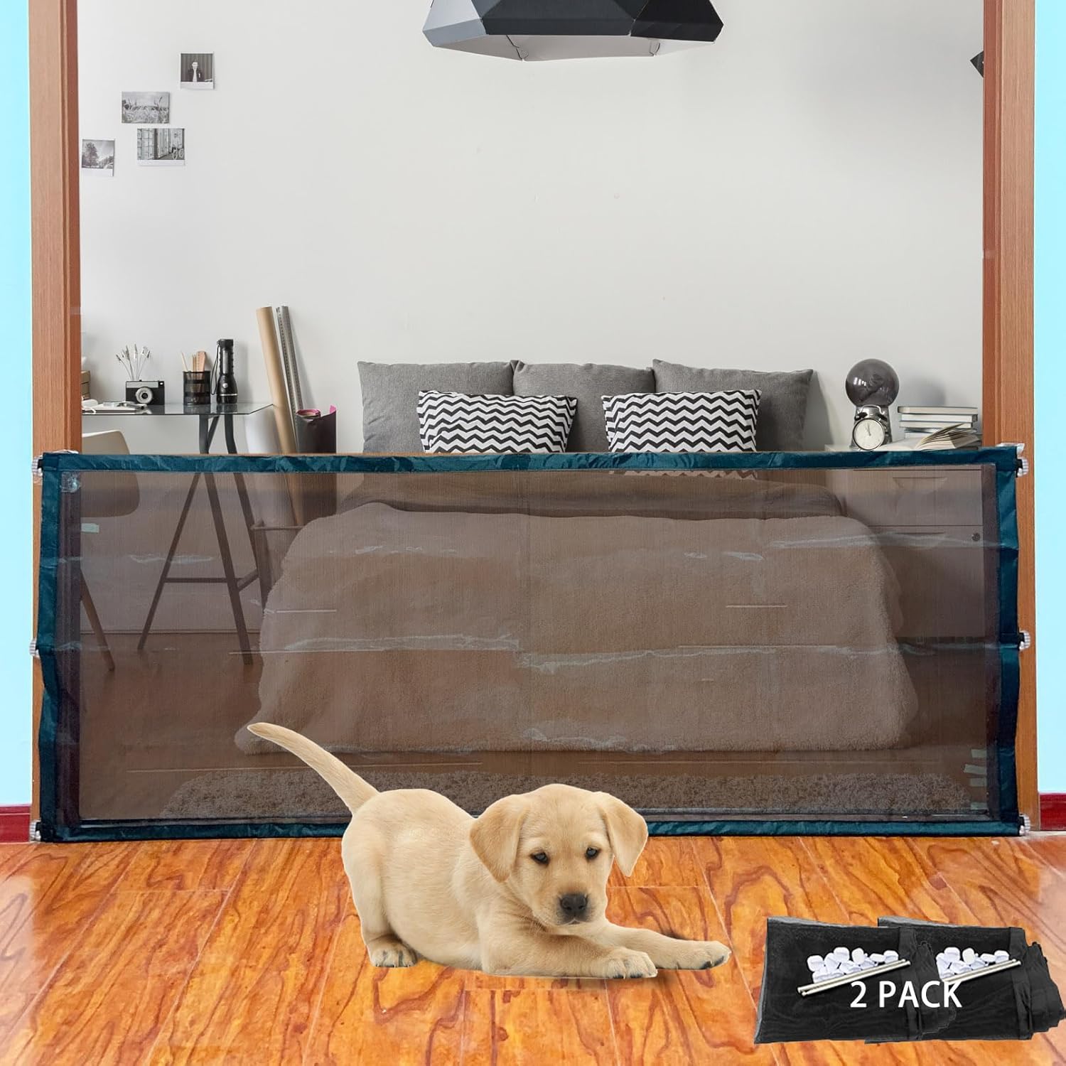 Amazon.com: VCEPJH 2 Pack Portable Mesh Dog Gate for The House Magic ...