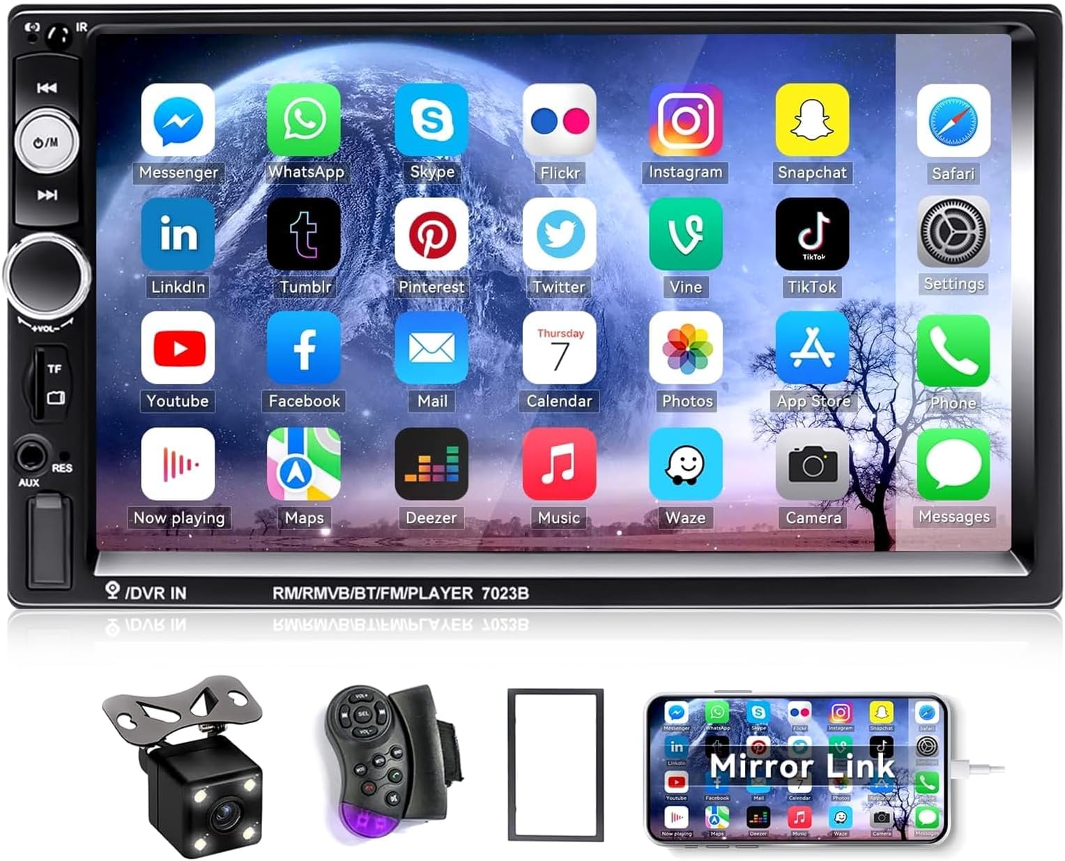 7" Double Din Car Stereo Audio Bluetooth MP5 Player USB FM Multimedia ...