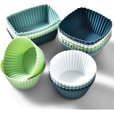 Amazon.com: LLdousahy 12Pack Reusable Silicone Cupcake Baking Cups, 3 ...