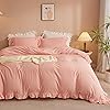 Amazon.com: MOOWOO Pink Bedding-Romantic Ruffle Lace Bedding Set 3 ...