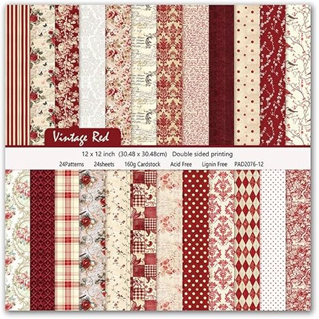 Amazon.com: Kauzon Vintage Scrapbook Paper 12'' x 12'' Double Sided ...