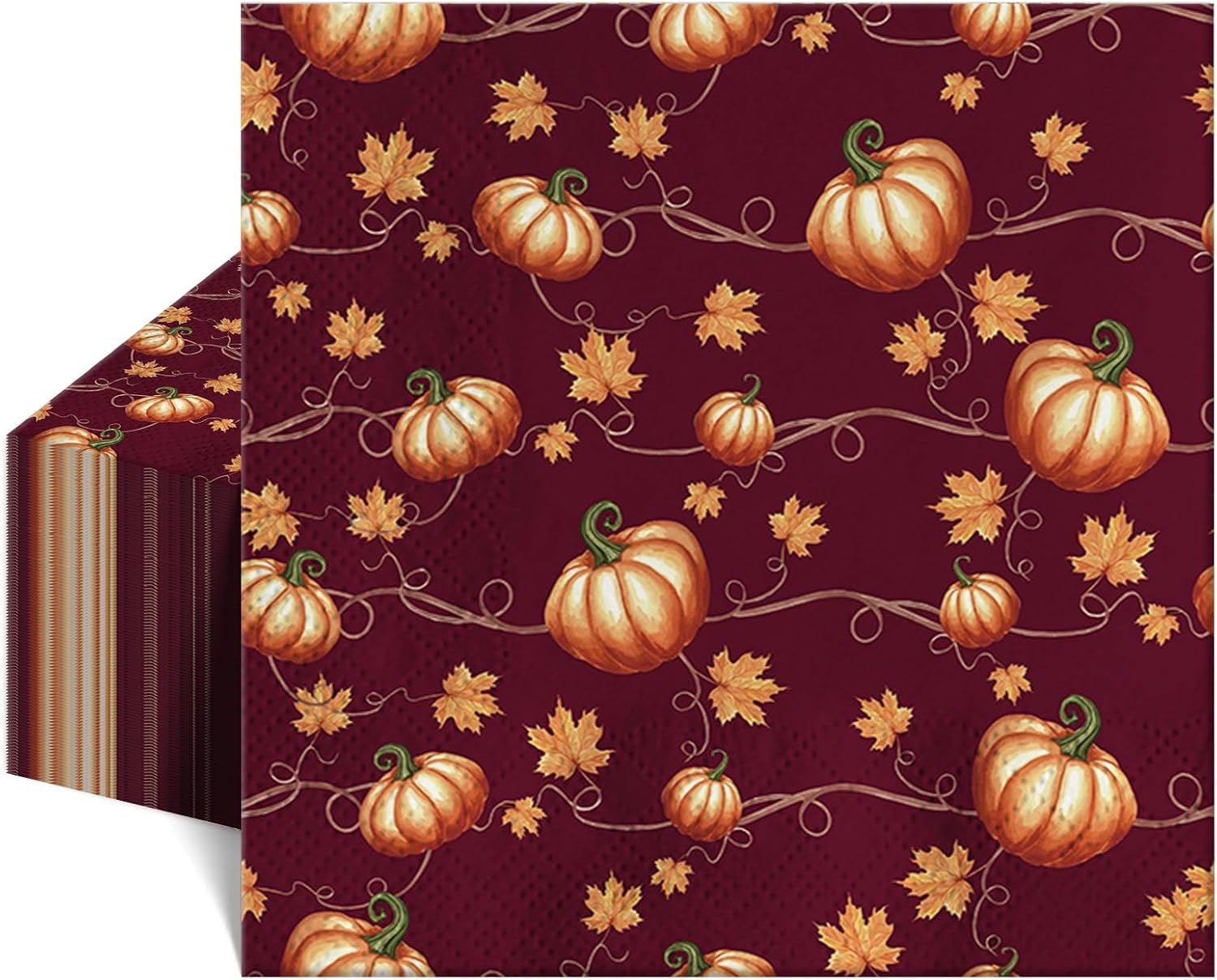 Amazon.com: 100pcs Thanksgiving Pumpkin Paper Napkins Fall Disposable ...