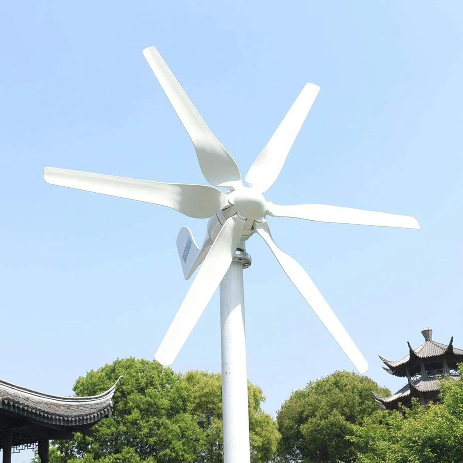 Amazon.com: Shykey No Noise Wind Turbine 6 Blade Wind Vertical Axis ...