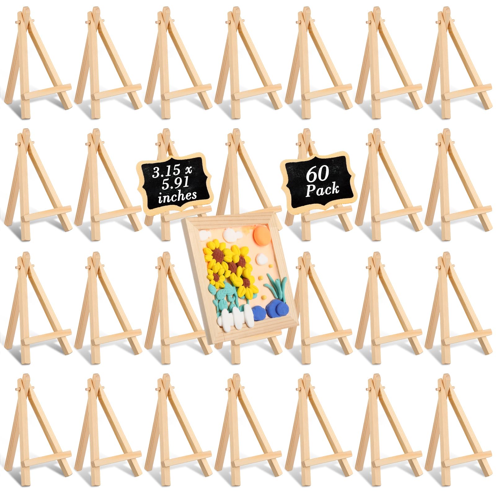 Snapklik.com : 60 Pcs Mini Wood Easel Stands 5 Inch Small Wooden Canvas ...