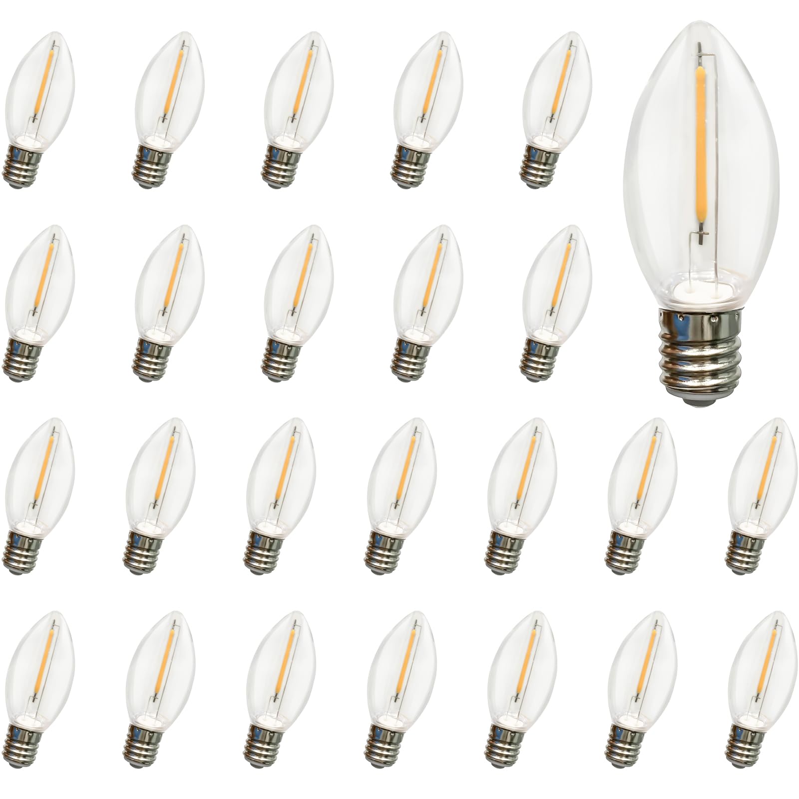 Abeja 25 Pack C9 LED Christmas Light Bulbs, C9 Warm White Replacement ...