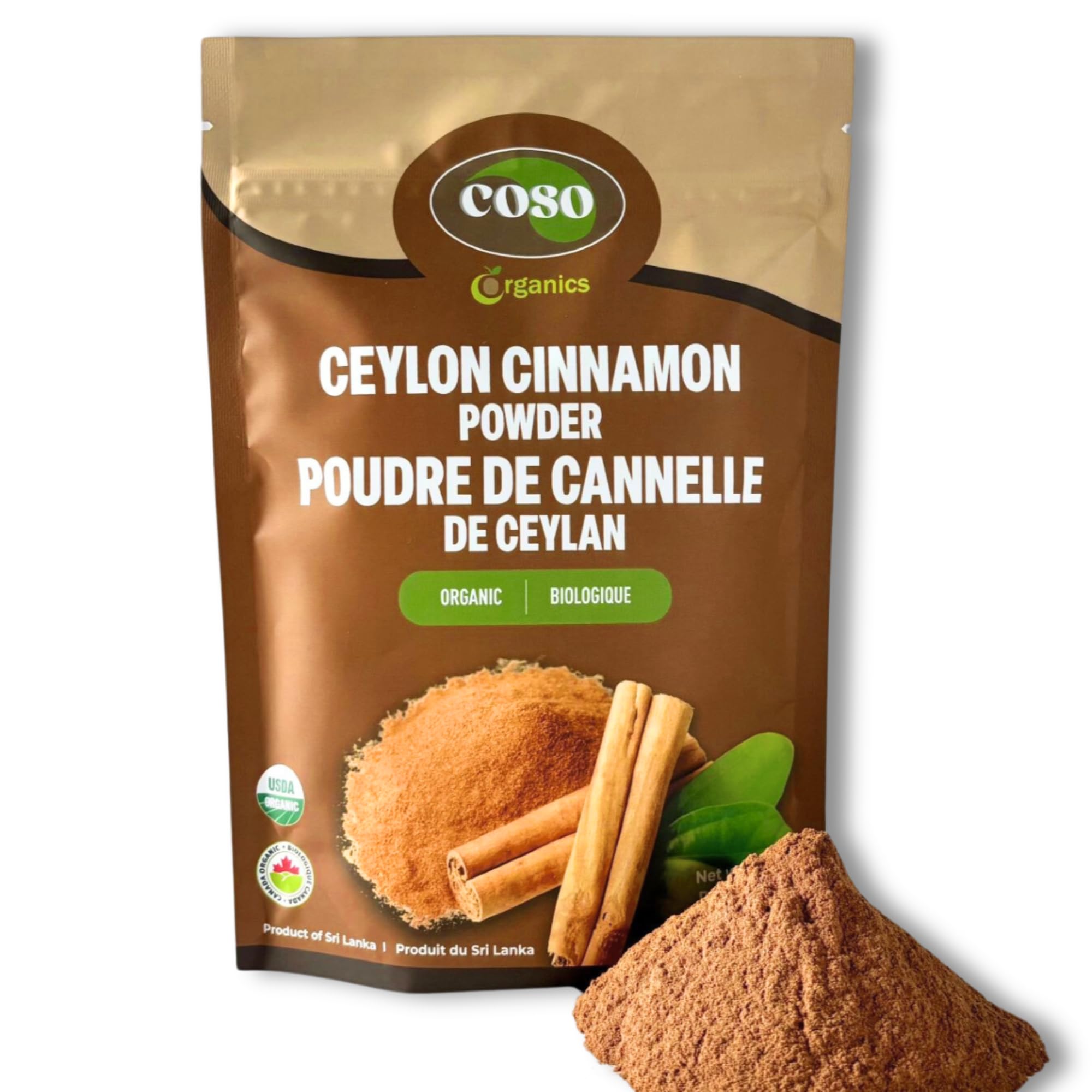 COSO Organics - Certified Organic Ceylon Cinnamon Powder 8 oz, Raw ...