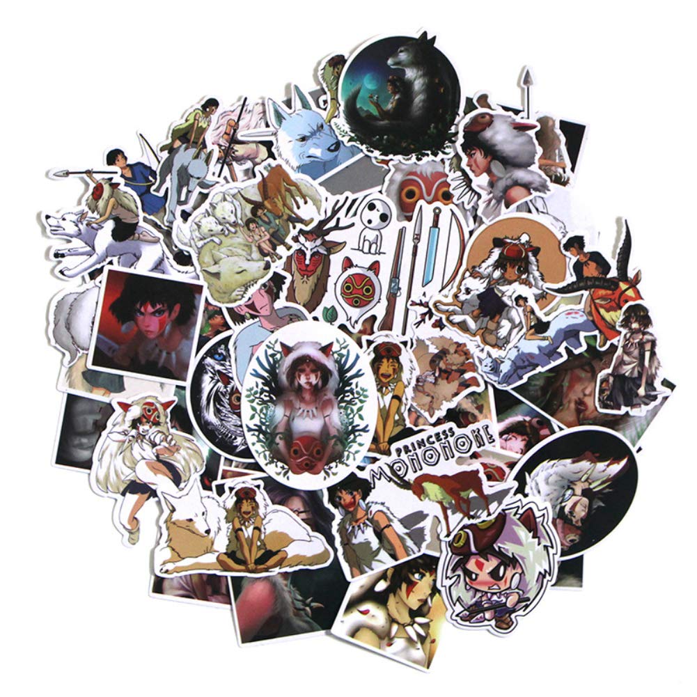 Buy Studio Ghibli Princess Mononoke Themed 50 Piece Sticker Decal Set ...