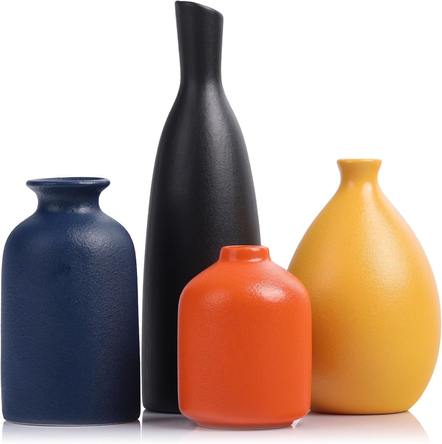 Amazon.com: Colorful Ceramic Bud Vases Set of 4 - Modern Yellow, Orange ...