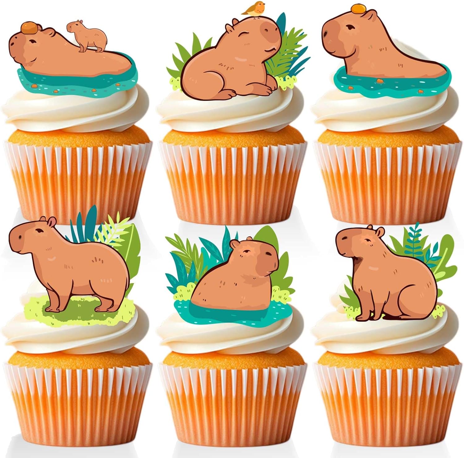 Amazon.com: 18 PCS Capybara Cupcake Toppers For Birthday Baby Shower ...