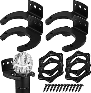 Amazon.com: Vaguelly 4 Sets Mic Holders Wall- Mounted Microphone Stand ...