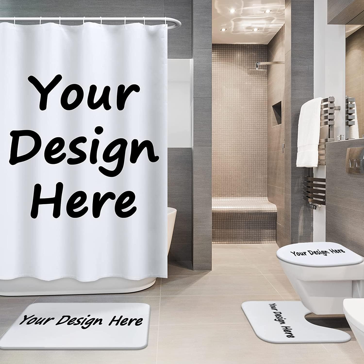 Amazon.com: Livole 4PCS Custom Bathroom Set with Non-Slip Rugs, Toilet ...