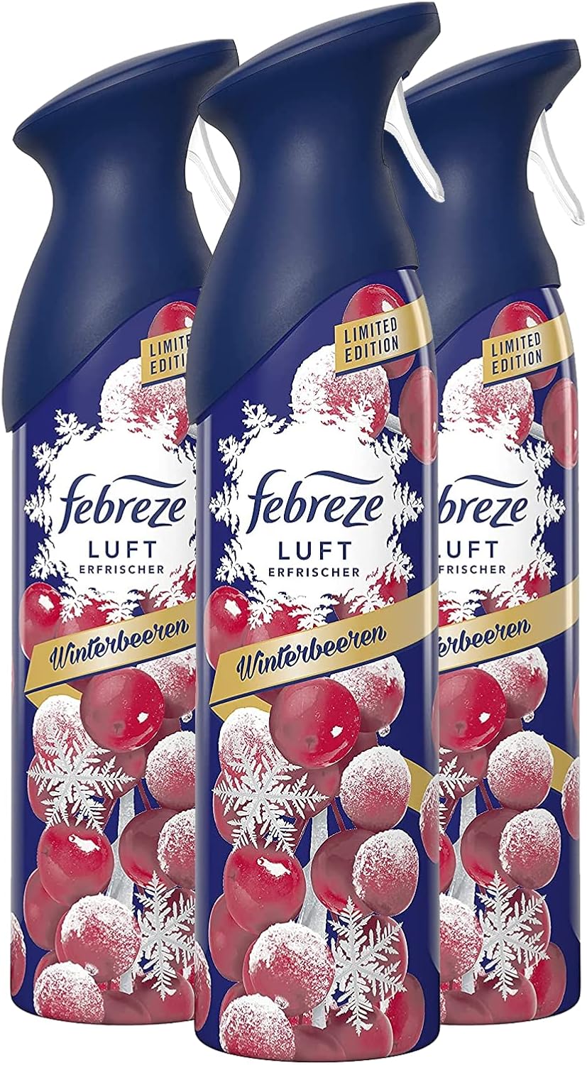 3 X Febreze Scent Spray Winter Berry Each 300ml Limited Edition Room ...
