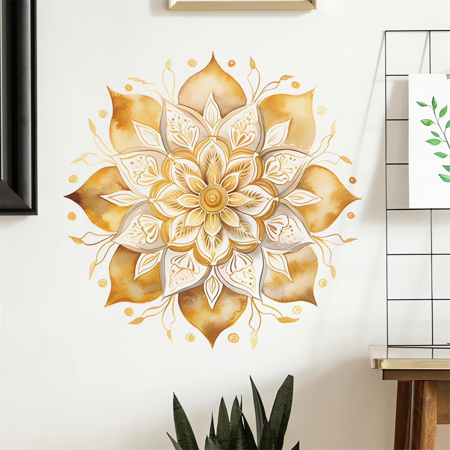 Amazon.com: Sacred Golden Mandala Wall Stickers, sacinora Watercolor ...