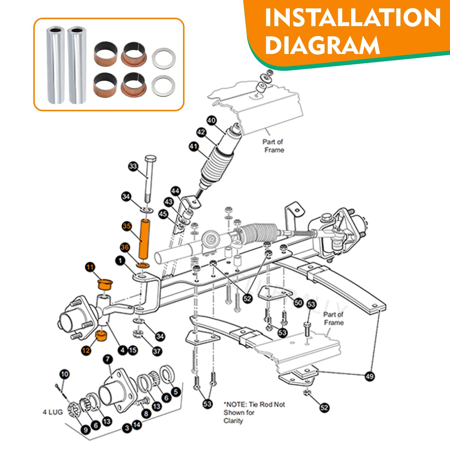 Snapklik.com : CLUBRALLY EZGO TXT/RXV Golf Cart Bushing Spindle King ...