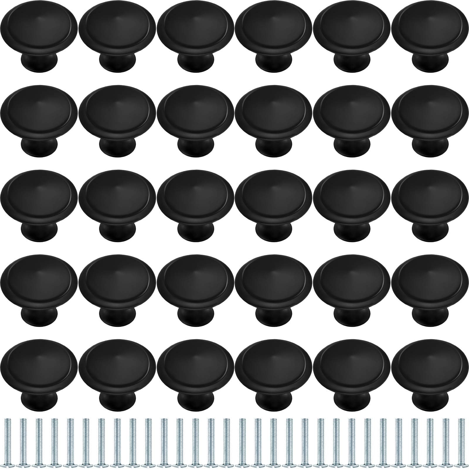 25 Pack - Cosmas 5305FB Flat Black Traditional Round Solid Cabinet ...