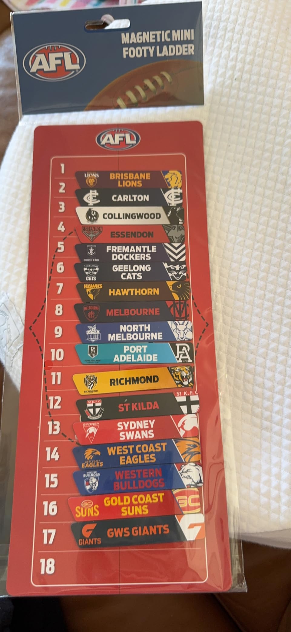 AFL Ball Design Score Board Ladder 18 Magnetic Team Tiles Leader Board ...