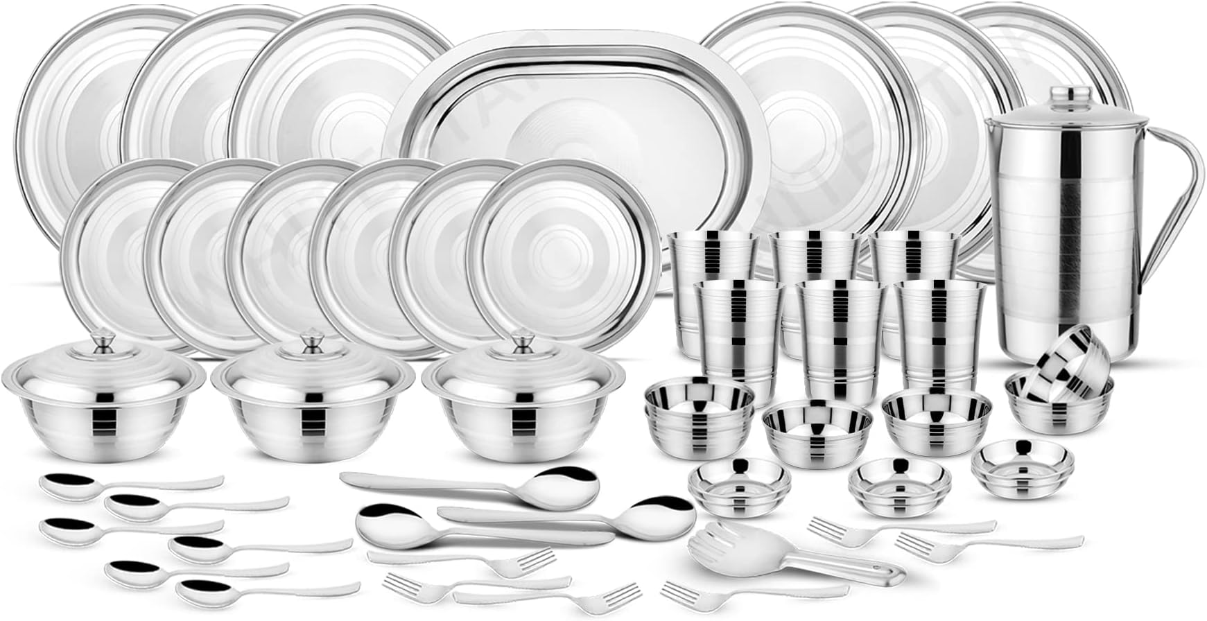 Kitchen Pro Stainless Steel Dinner Set of 61 Pcs : Amazon.in: Home ...