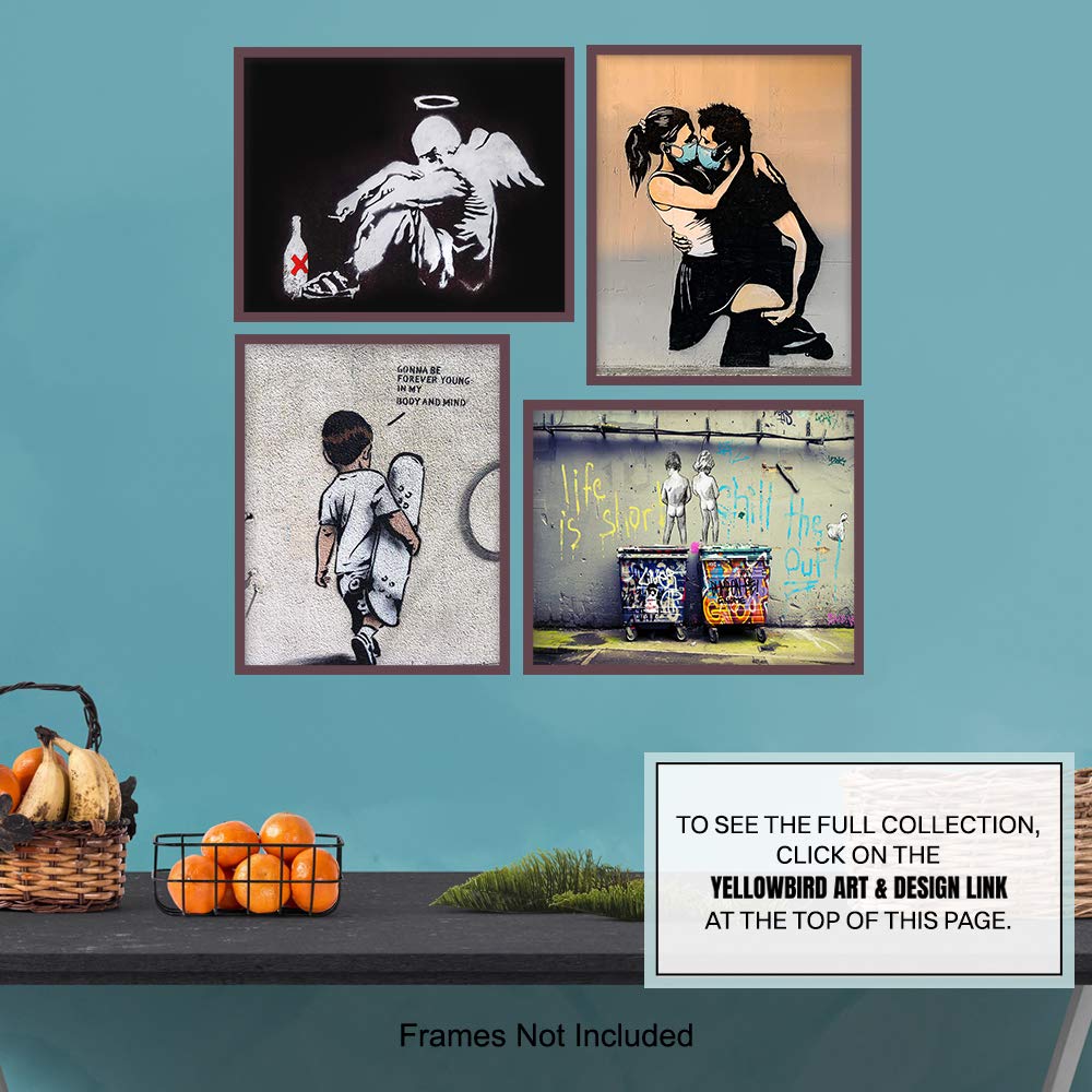Banksy Posters Set – 8×10 Urban Graffiti Wall Art – Wall Mural Set ...