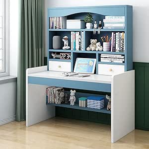 Amazon.co.jp: Writing Desk with Storage Shelf and 2 Drawers, Home ...