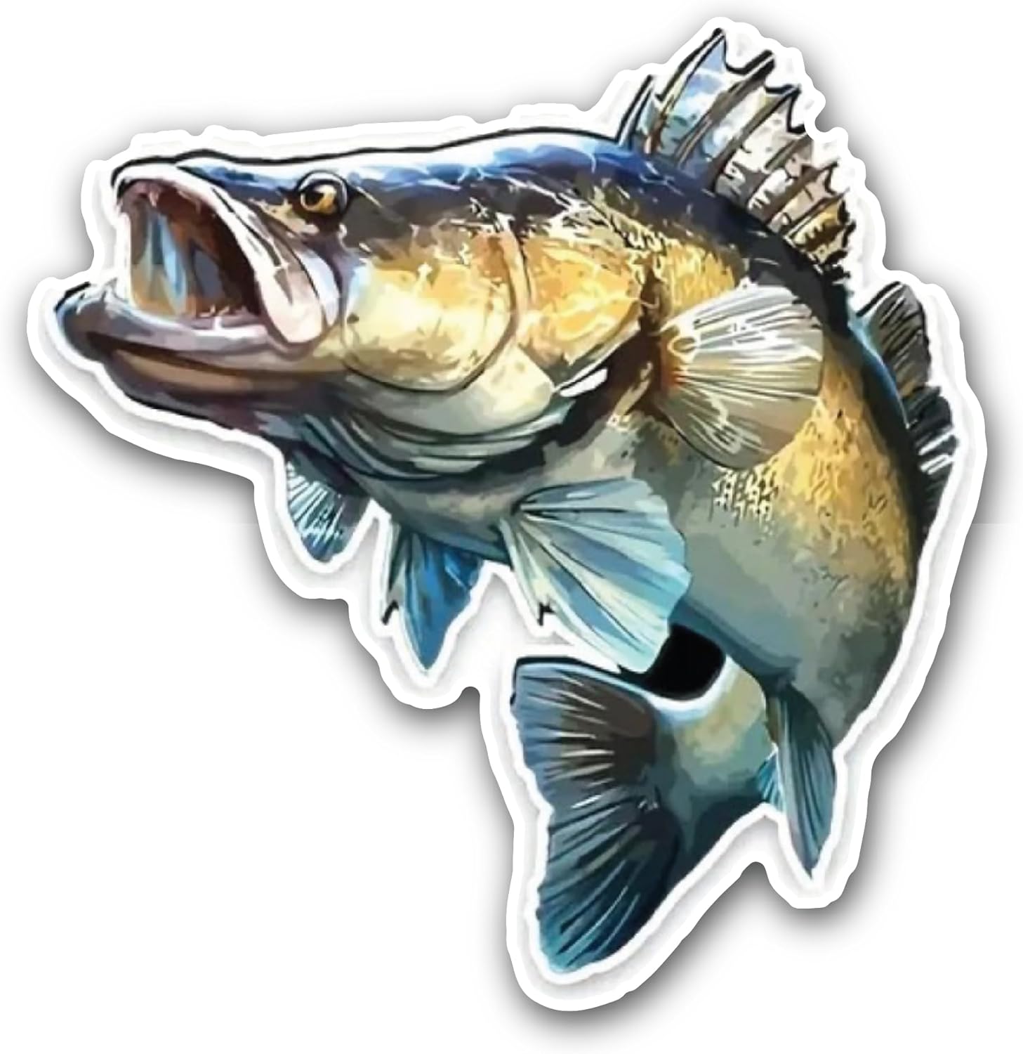 Amazon.com: 2 (Pieces) 3" and 5" Walleye Fish Sticker, Waterproof Vinyl ...