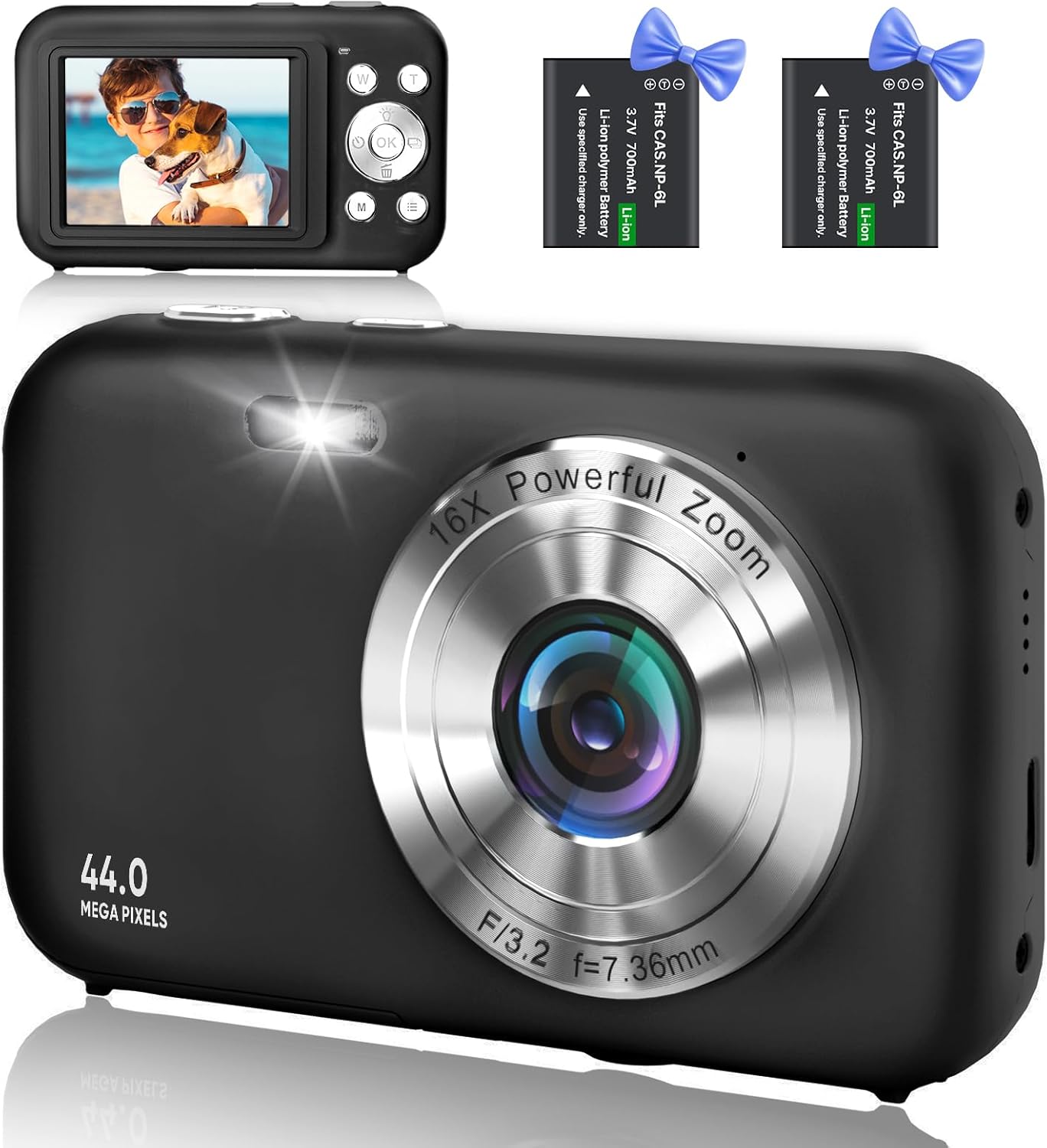 YLSHGXFC Digital Camera, FHD 1080P 44MP Compact, 2.5" LCD Rechargeable ...