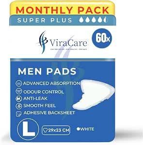 60 x Super Plus Incontinence Pads Men | Adhesive Backsheet & Advanced ...
