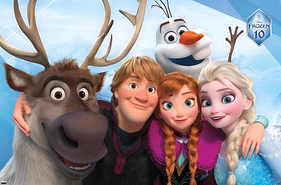 Amazon.com: Disney Frozen - Group 10th Anniversary Wall Poster, 19L" x ...