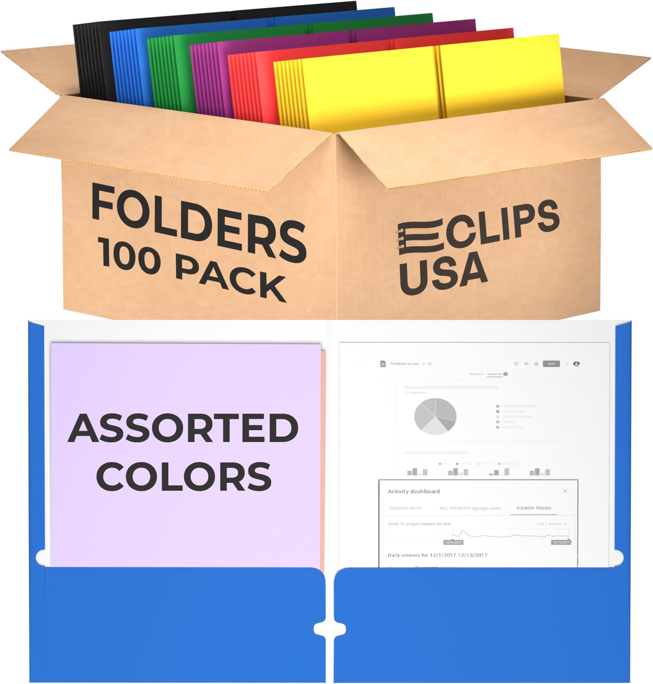 Amazon.com : Plastic Folders with Pockets, 6 Color 48 Pcs Heavy Duty ...