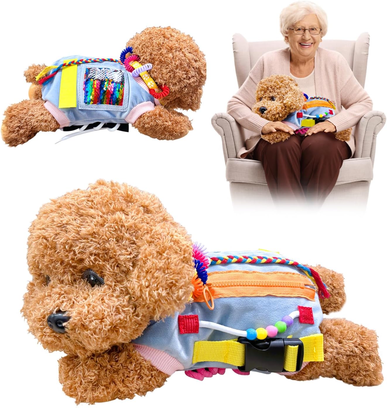 Amazon.com: Fidget Blanket for Elderly, Realistic Dog for Adults with ...