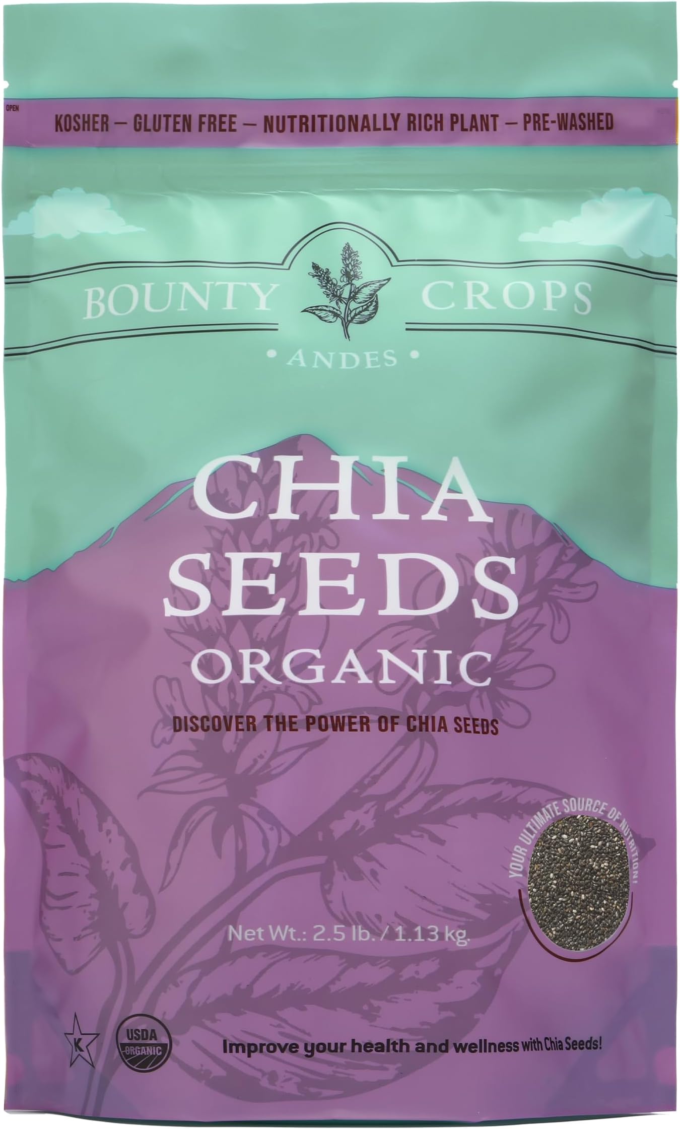 Amazon.com : Bounty Crops Organic Chia Seeds (2.5 lb, 40 oz), High in ...
