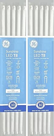 Amazon.com: GE (case of 20 Tubes) Lighting 30609 Sunshine LED Tube 48 ...