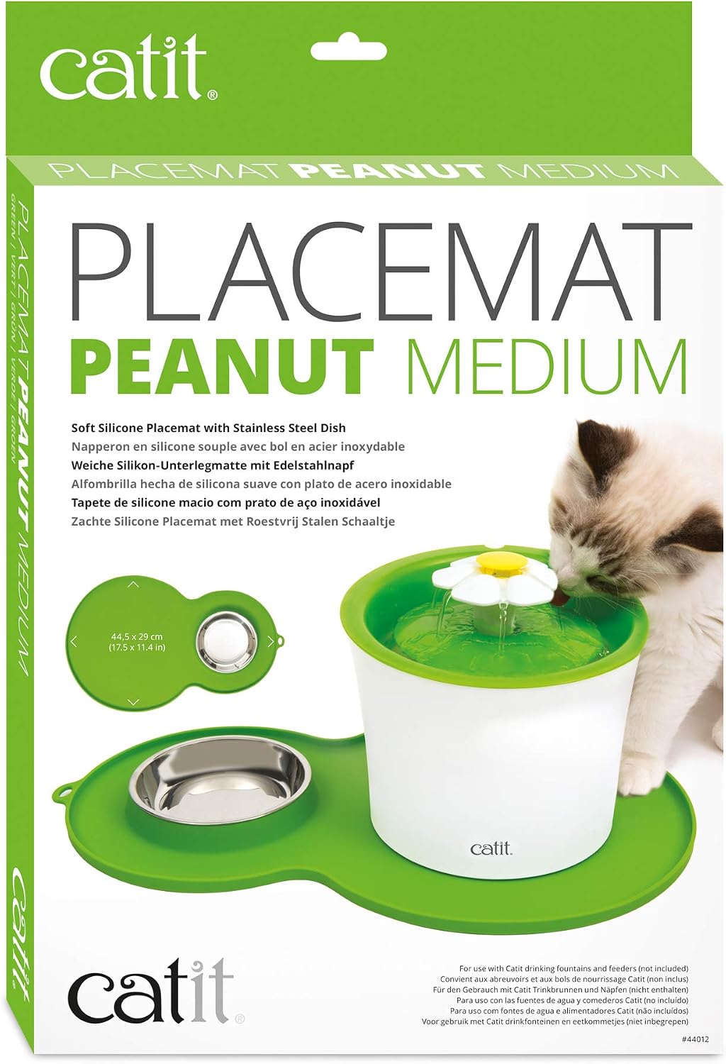 Catit Mantel individual de gato con forma de maní, verde, 17.5 x 11.4 ...