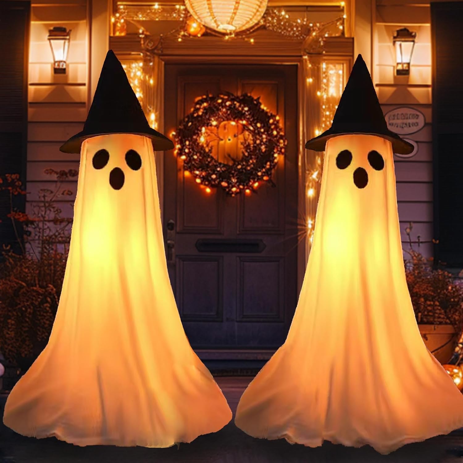Amazon.com: 2 Pack 4.5 Ft Halloween Light Up Ghost Kit Decoration with ...