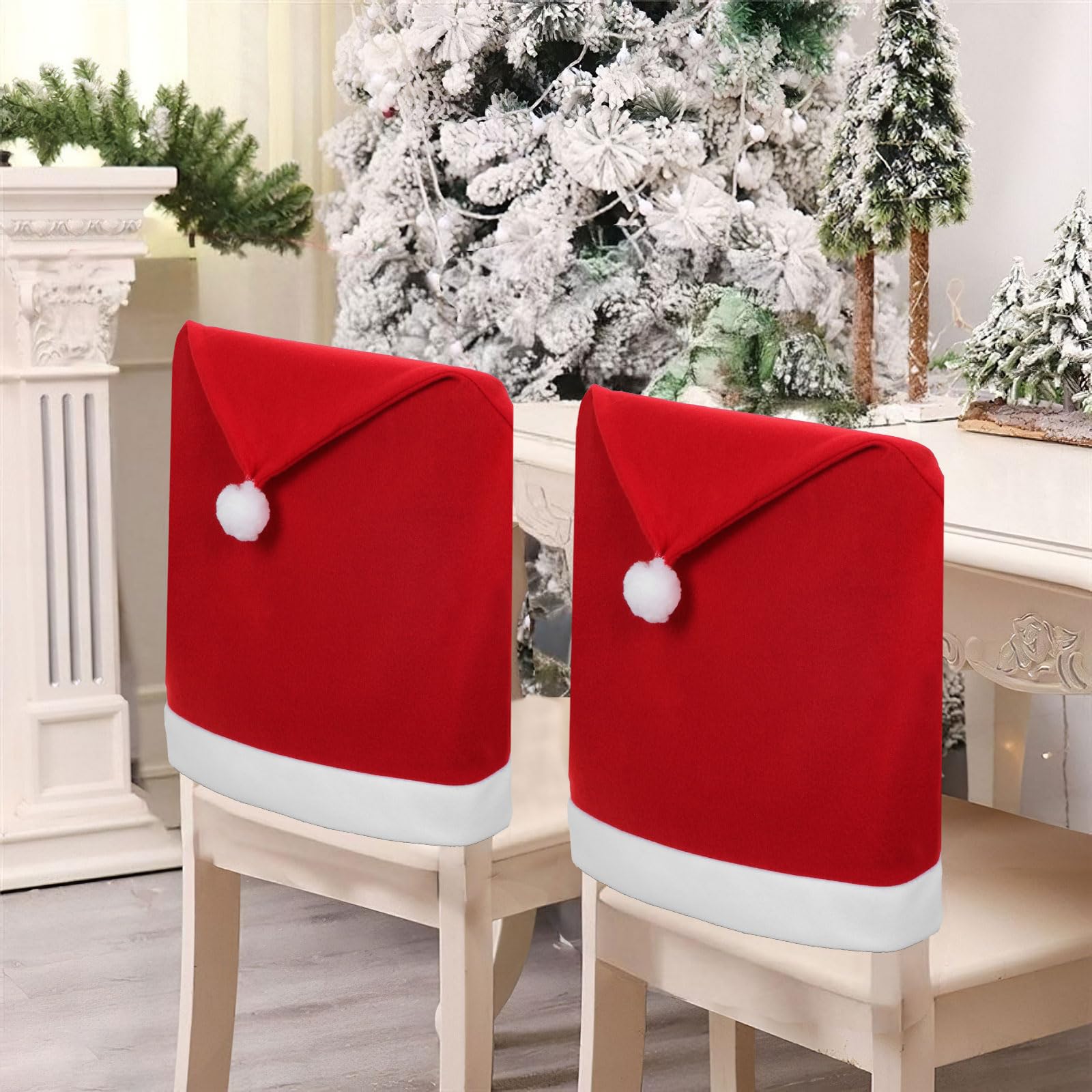 Amazon.com: ROLOSI 6PCS Christmas Chair Covers Red Santa Claus Hat ...