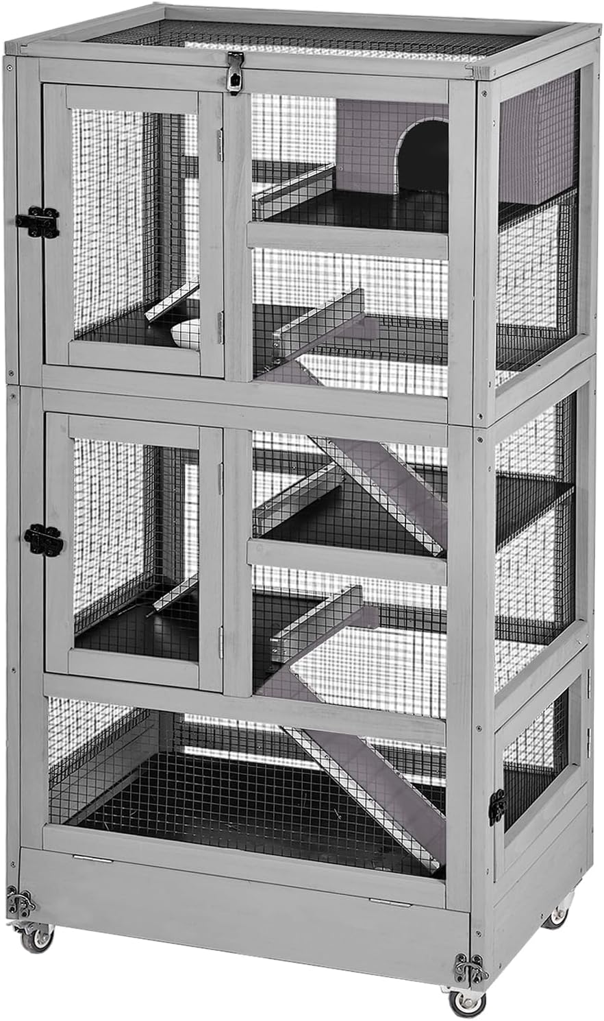 Amazon.com : Suumerpety 5-Level Small Animal Cage - Wooden Ferret Cage ...