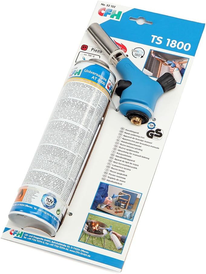CFH soldering torch TS1800, incl. 1 gas canister : Amazon.co.uk: DIY ...