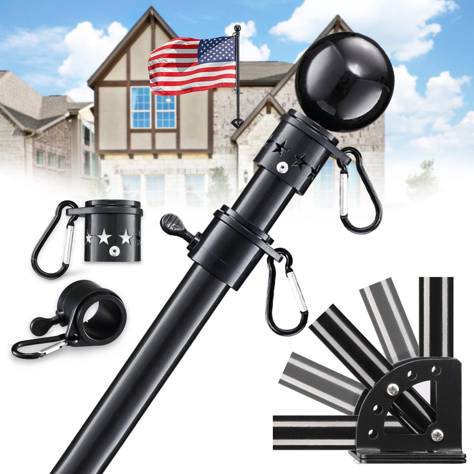 Amazon.com : Flag Pole with Holder for Outside House - 6ft Heavy Duty ...