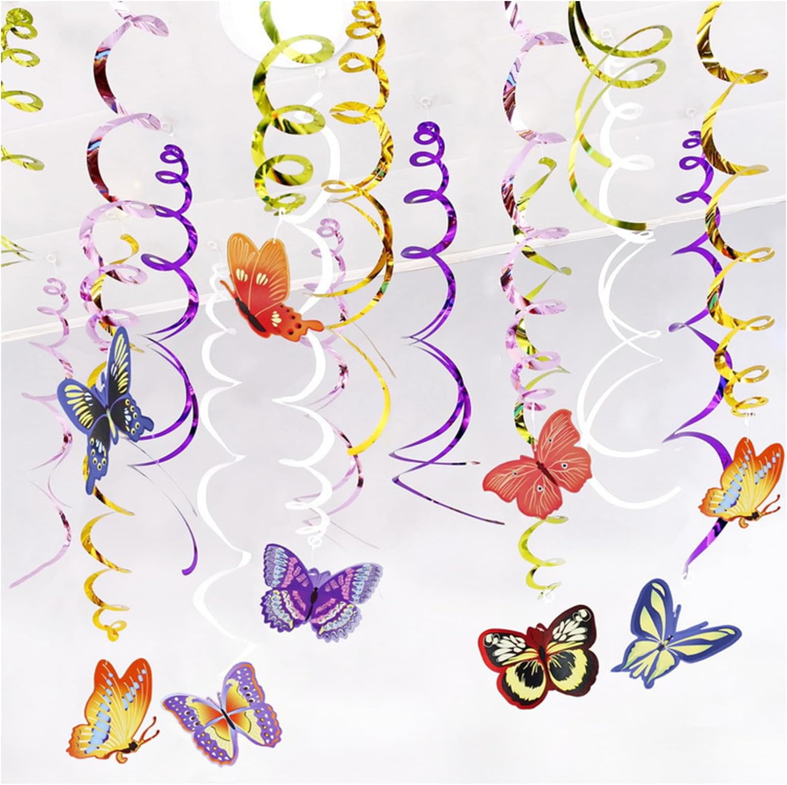 Amazon.com: 46 Pcs Butterfly Hanging Swirls Includes 16 Pcs Butterfly ...