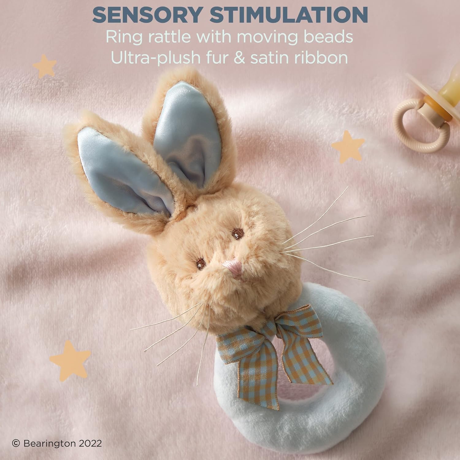 Baby Lil’ Bunny Rattle: 5.5” Stuffed Bunny Rabbit Rattle and Plush Ring ...