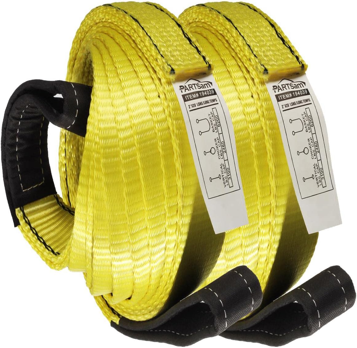 Amazon.com: Partsam Premium 2 Pcs Crane Towing Strap 20 feet x 2inch ...