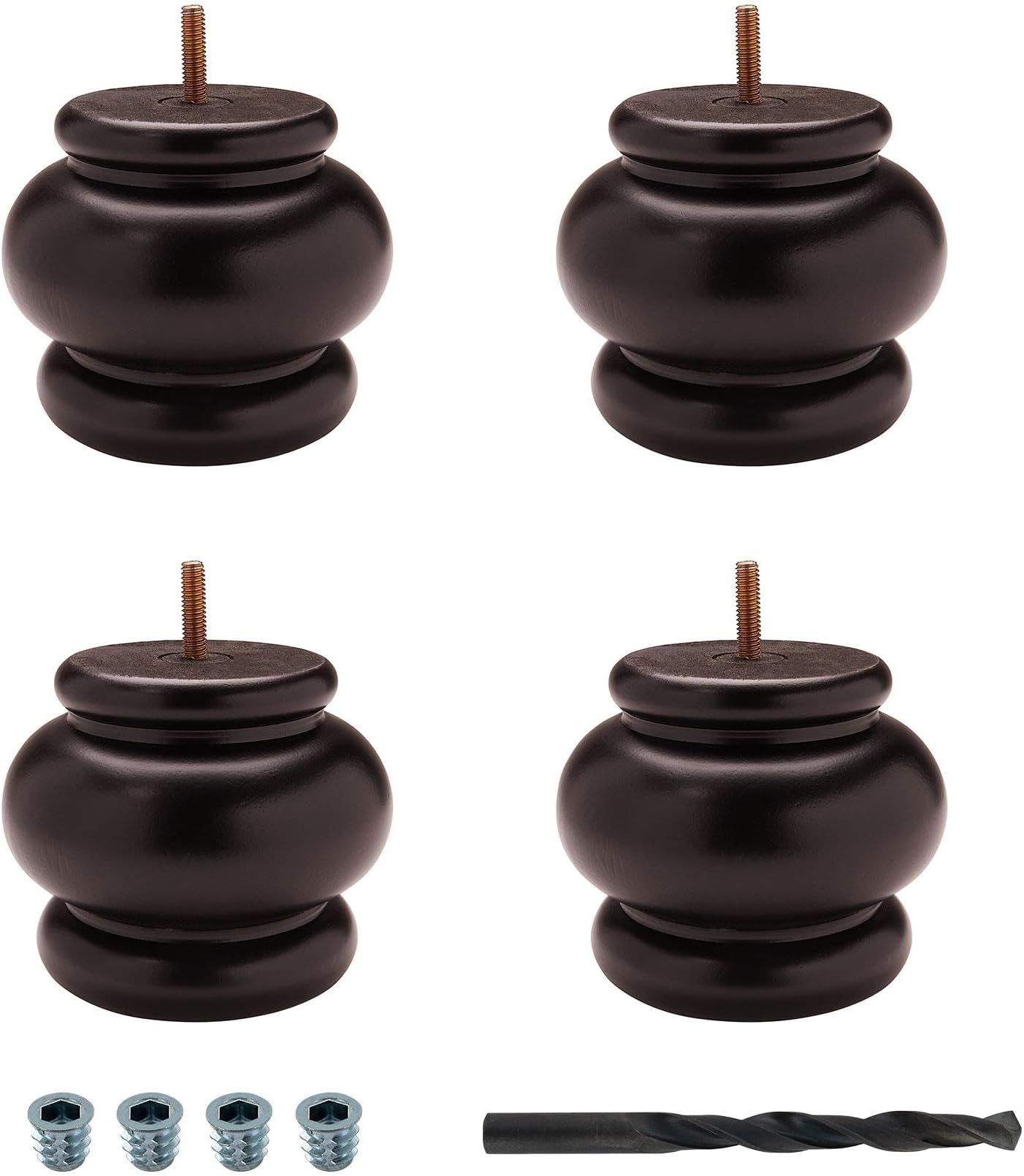 OUTWATER 3 in. x 6-3/4 in. Unfinished Solid Hardwood Round Bun Foot ...