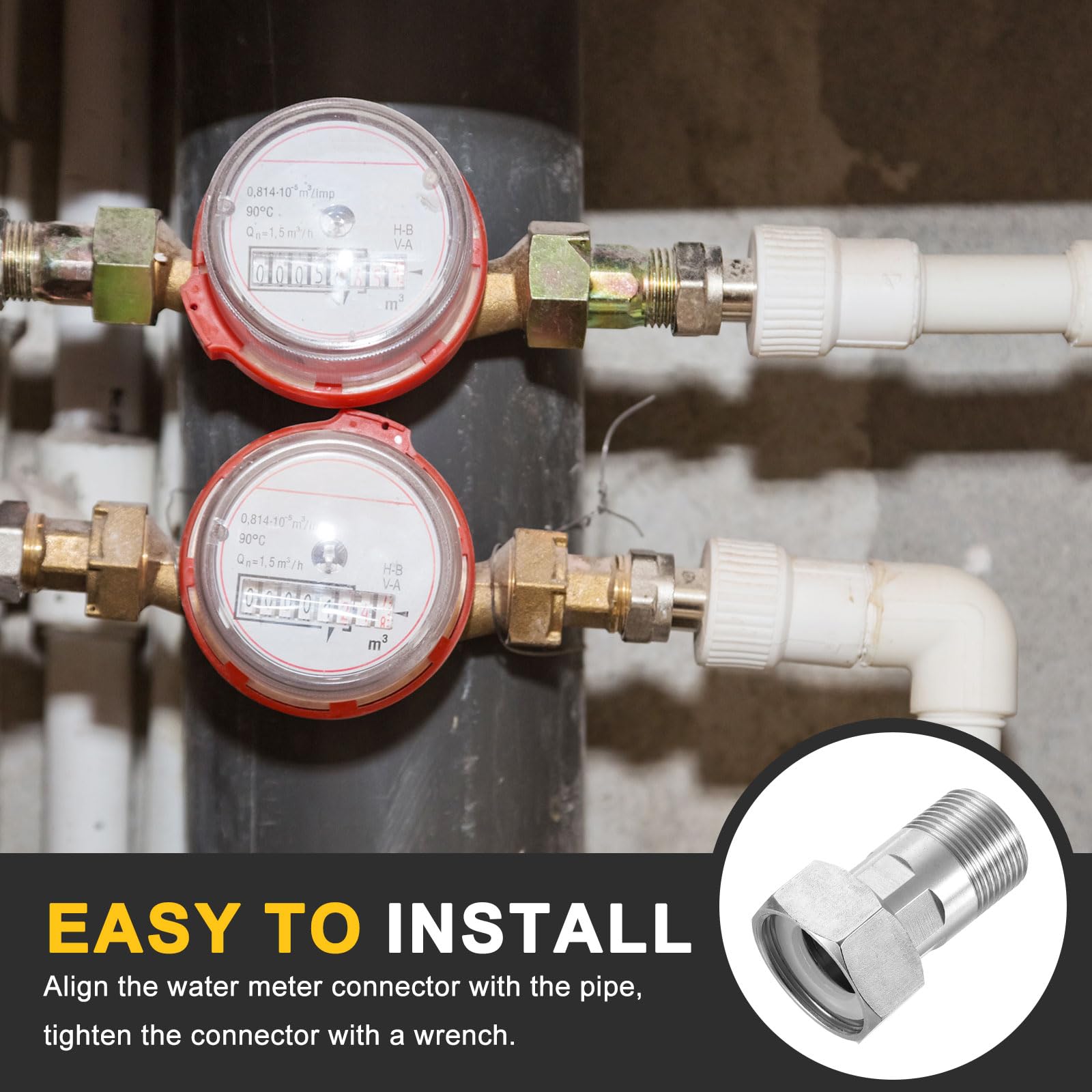 Snapklik.com : Uxcell 2Pcs Stainless Steel Water Meter Pipe Fitting, G3 ...