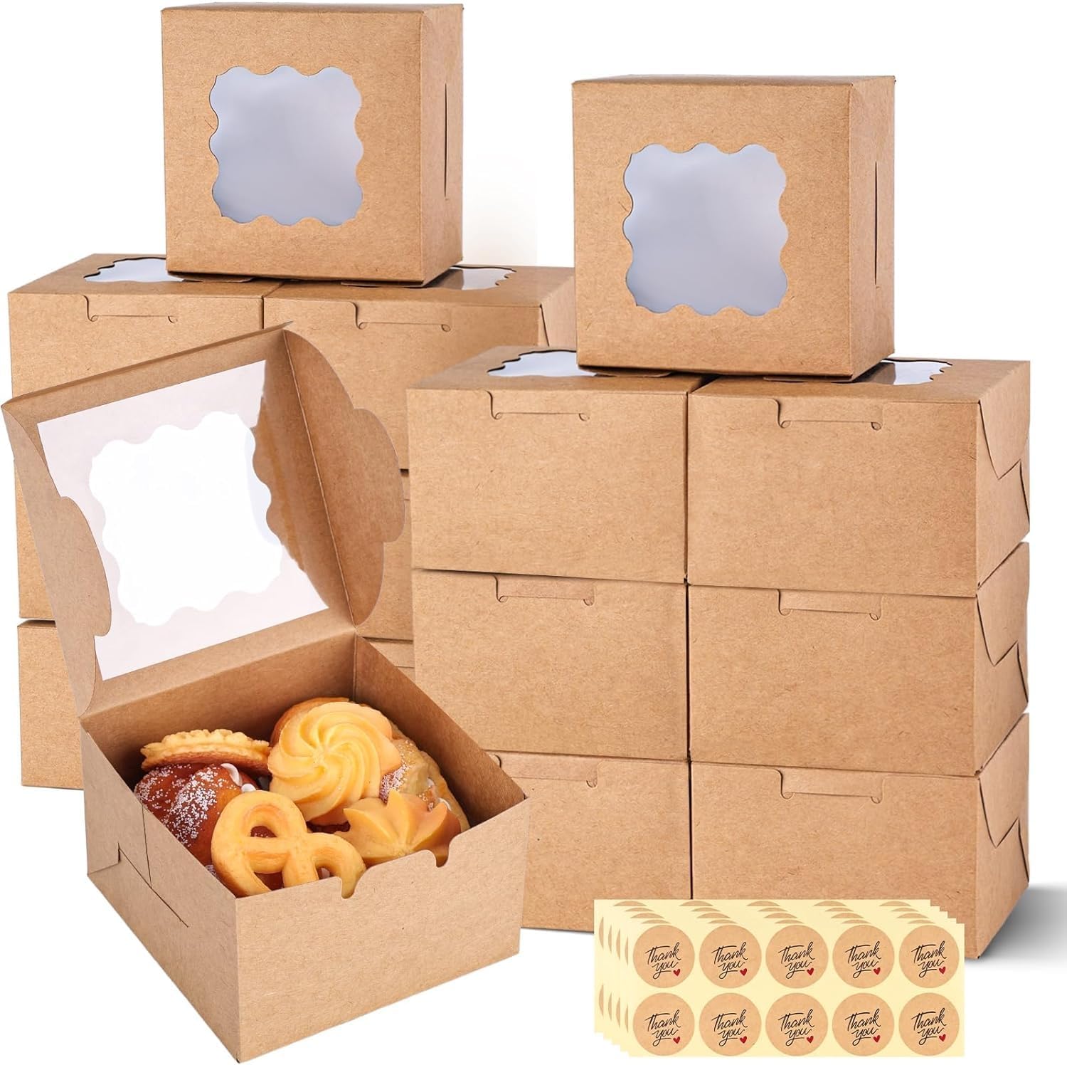 Amazon.com: AISEY Brown Bakery Boxes, 4x4x2.5 Inches small cookie boxes ...